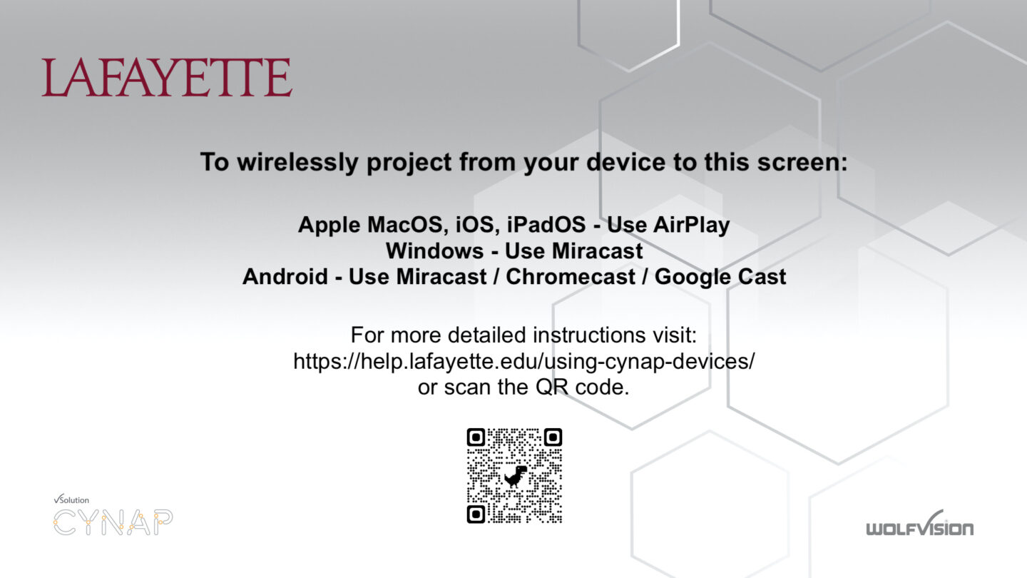 Cynap Screensaver - Technology Help · Technology Help · Lafayette College
